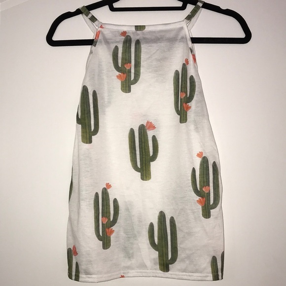 Tops | White Cactus Tank | Poshmark